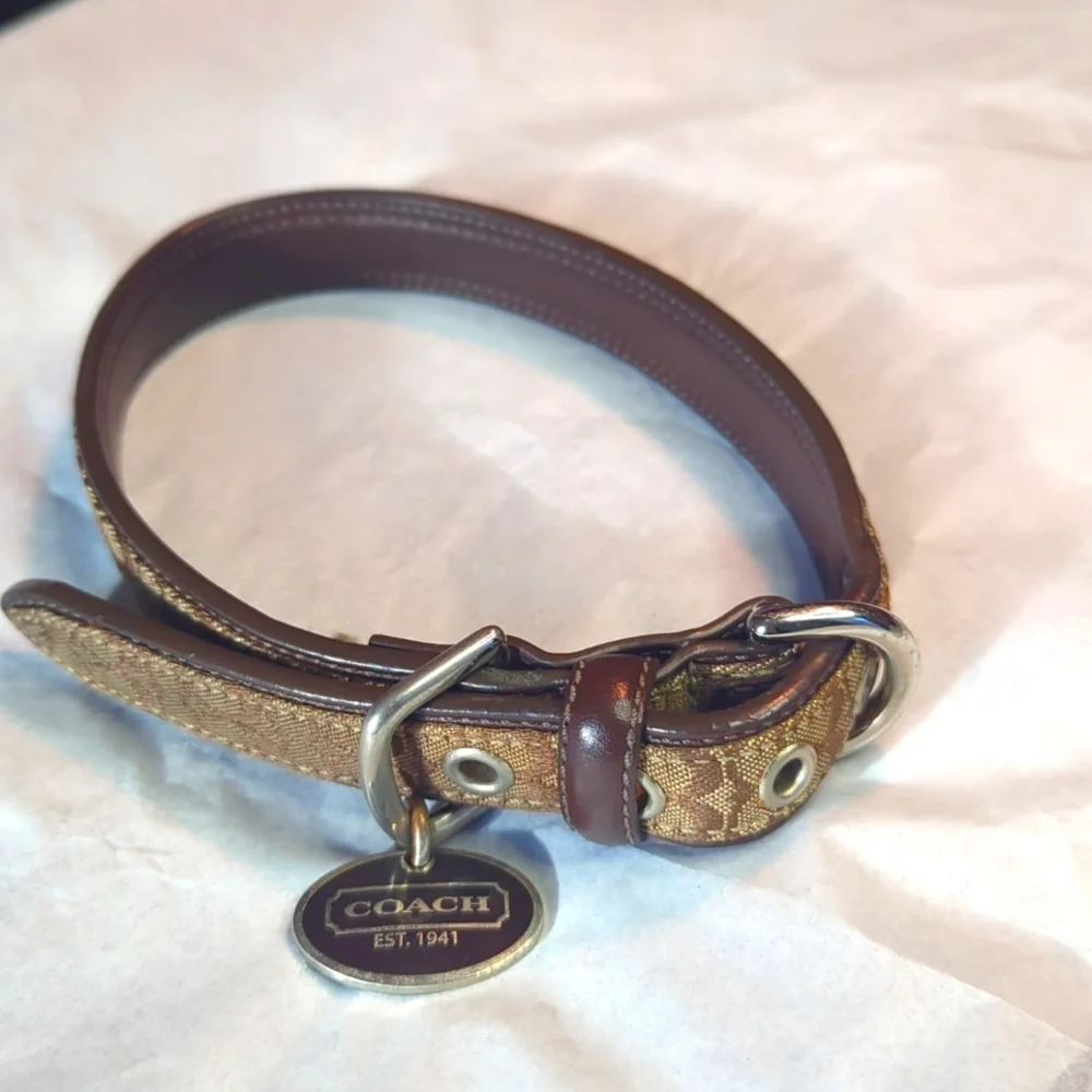 Coach | Dog | Coach Leather Brown Jacquard Tan Signature C Dog Pet ...